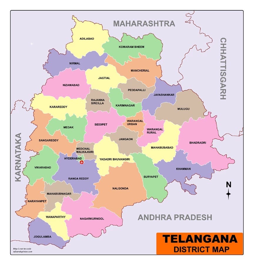 Telangana District Map PDF - Mapinside - Medium