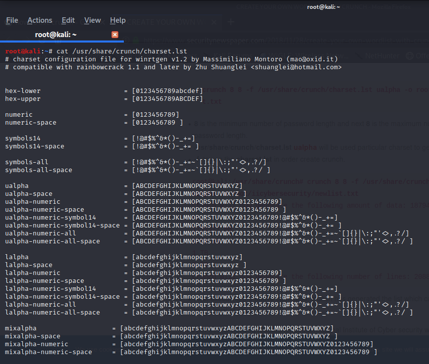 Crunch : wordlist generator. Crunch is a tool that is used to create ...