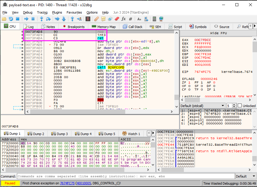 Malware Payload in Text Section. A malicious payload is usually stored ...