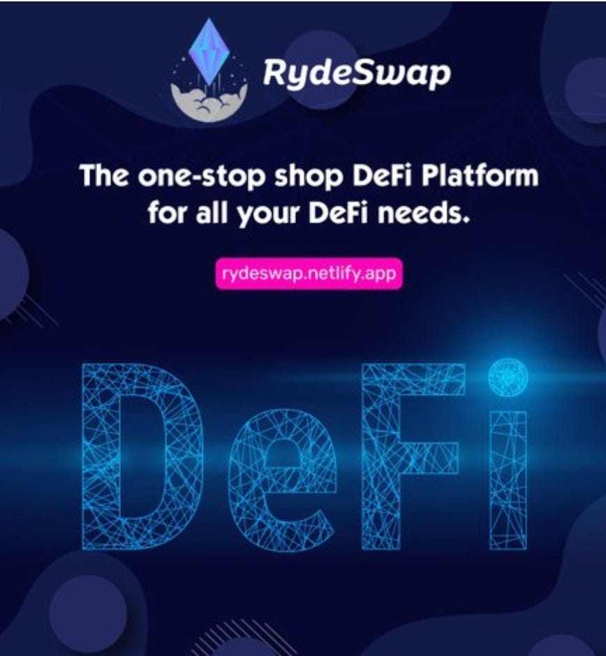 RydeSwap ecosystem providing liquidity and creating market for traders ...
