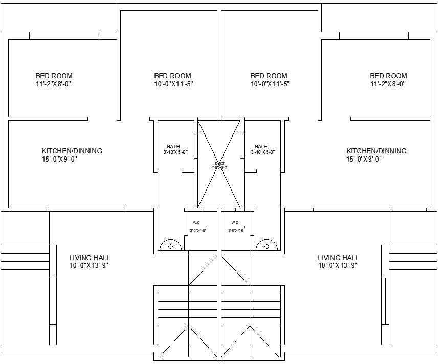 45ft X 36ft Simple 2BHK House Plan Design AutoCAD DWG Download ...