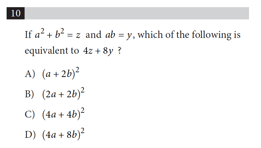 SAT Math Square of a Binomial Question - Study Prep - Medium