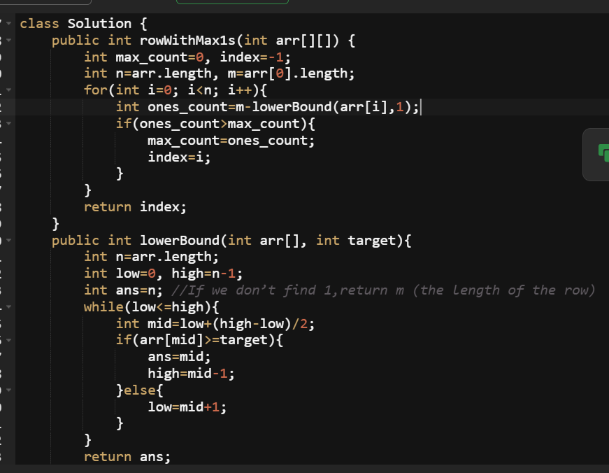 Binary Searh on 2D Array. Row with max 1s | by Nandini verma | Feb ...