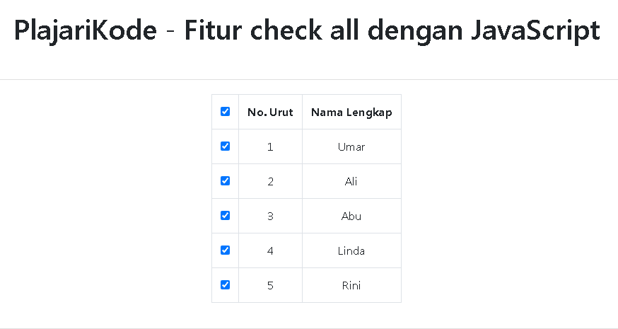 Membuat fitur select all checkbox dengan JavaScript | by PlajariKode ... Membuat fitur select all checkbox dengan JavaScript | by PlajariKode ...