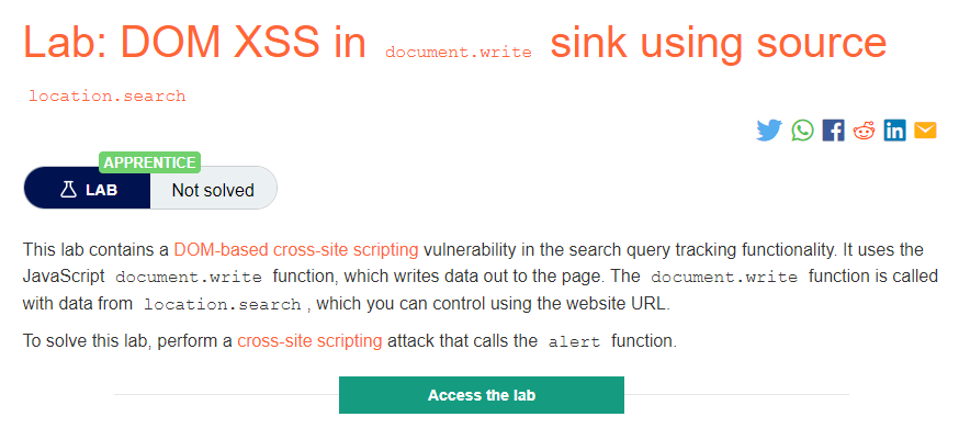 Lab: DOM XSS in document.write sink using source location.search | by İlteriş Kaan PEHLİVAN | Medium