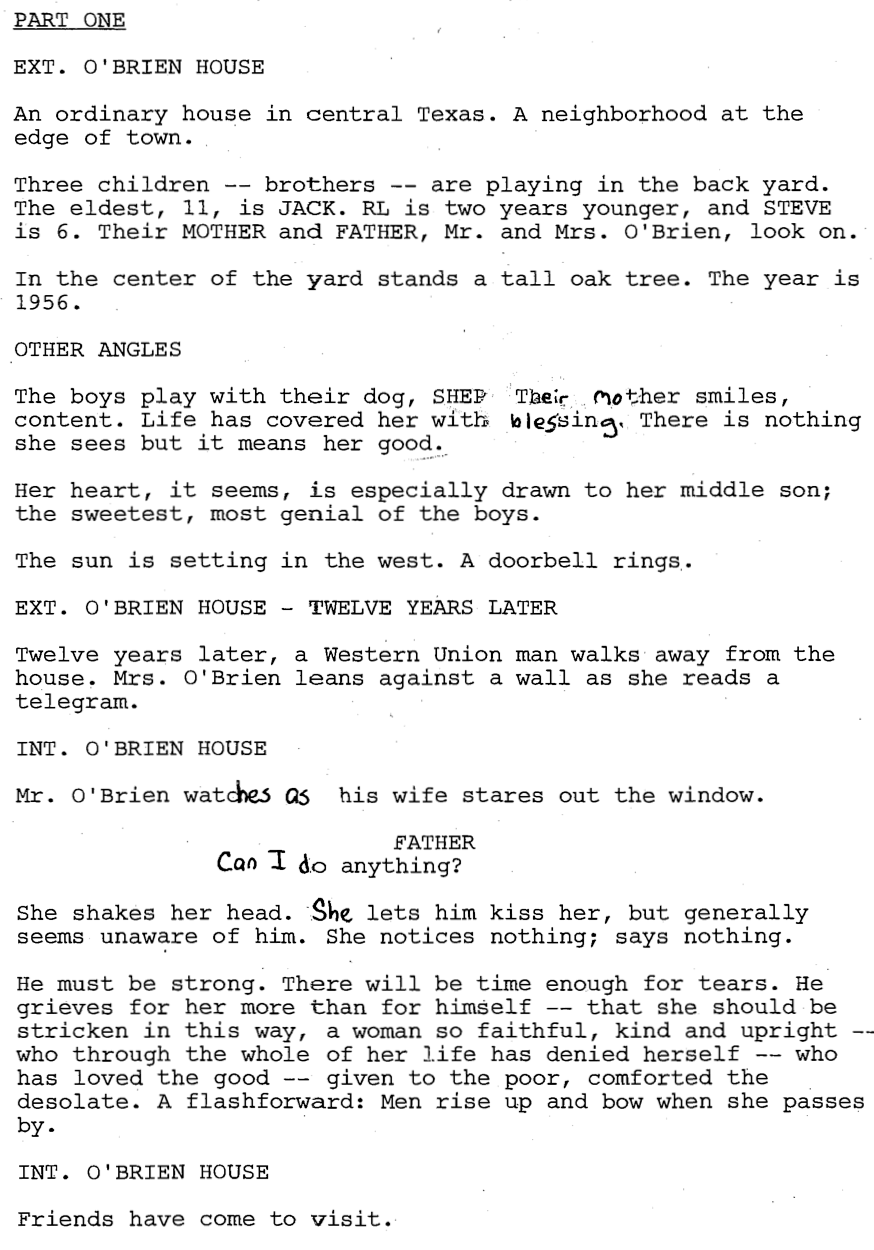 Page One: “The Tree of Life” (2011) | by Scott Myers | Go Into The Story