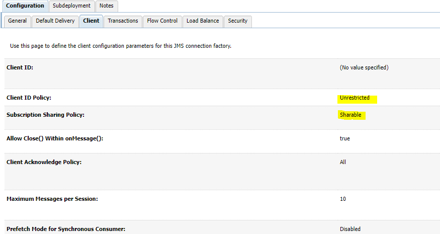 Durable Subscription not working for multiple topic consumer in Oracle ...
