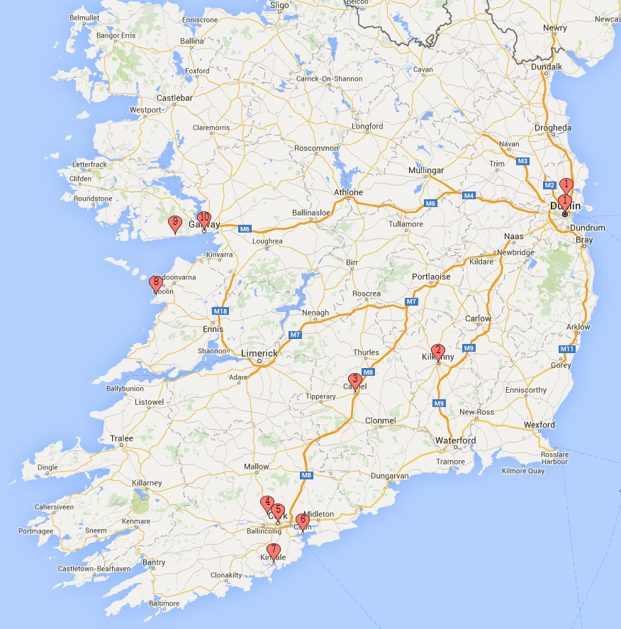 Irish road trip map 60 photos - Grandioseship.com