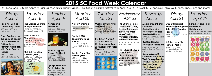 2015 5C Food Week Calendar. 5C Food Week is Claremont’s first… | by The ...