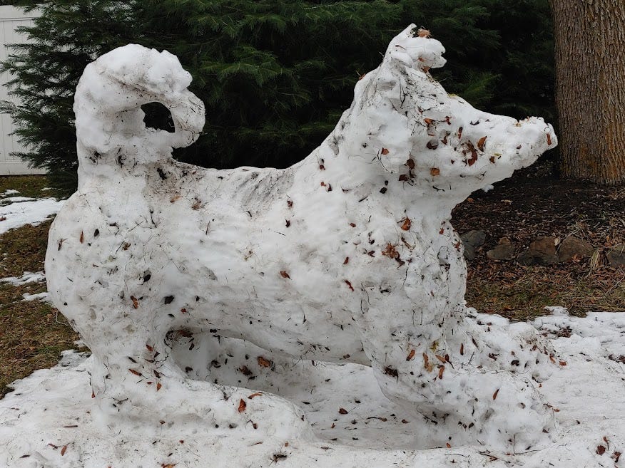 Celebrating a Profound Love. An owner’s snow sculpture of his dog | by ...