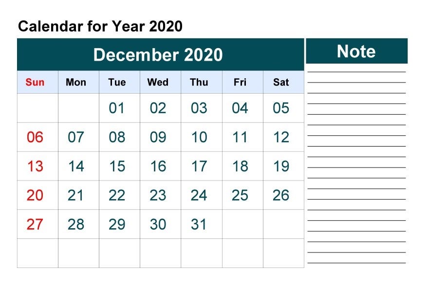 December 2020 Calendar Printable Free PDF | by CalendarWishesImages ...