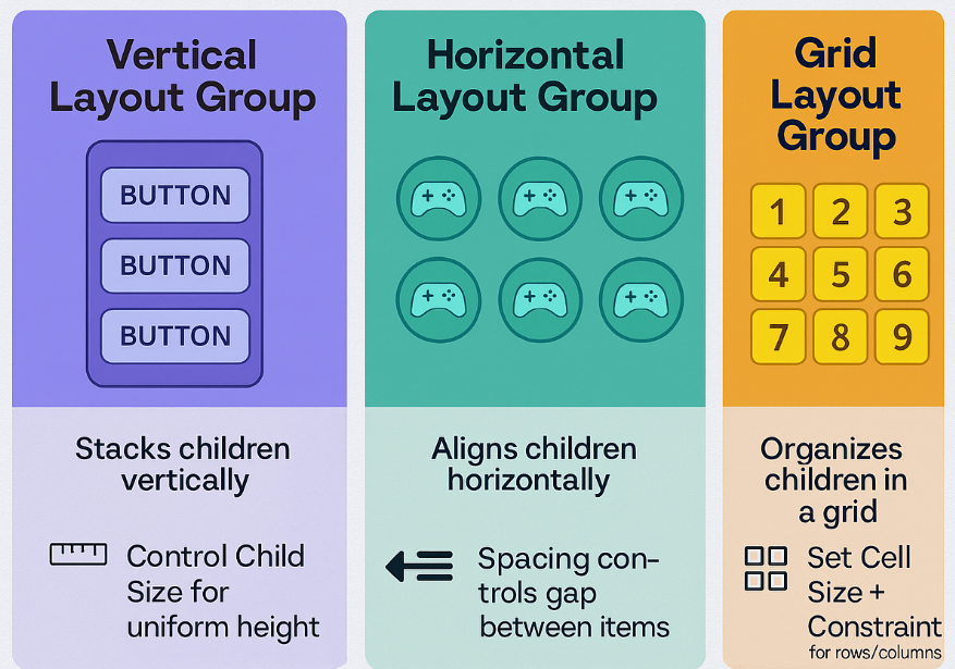 Unity: Horizontal, Vertical, and Grid Layout Groups | by Gaetano Tonzuso | Medium