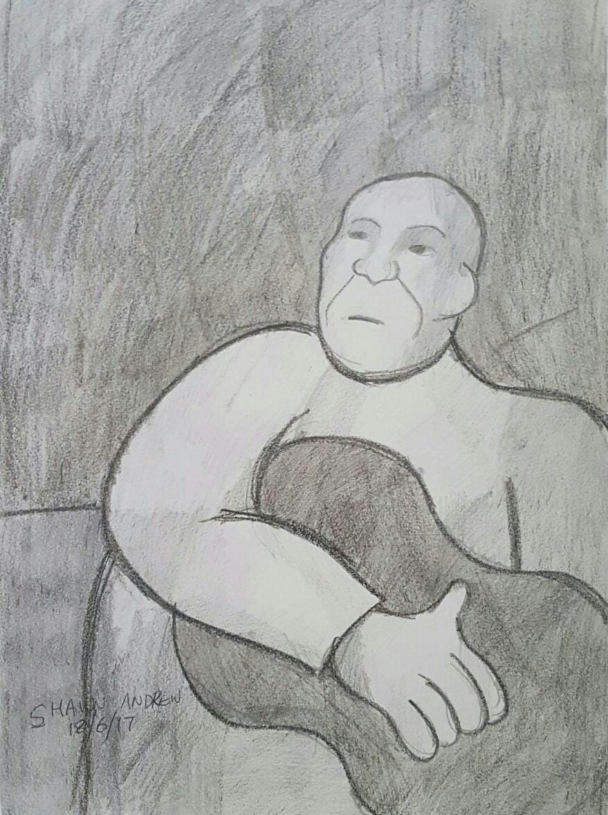 Jazz guitarist — Crayon and graphite stick on paper — 18/6/17 # ...