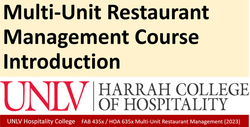 A course intro webinar to “Multi-unit Restaurant Management” on ...