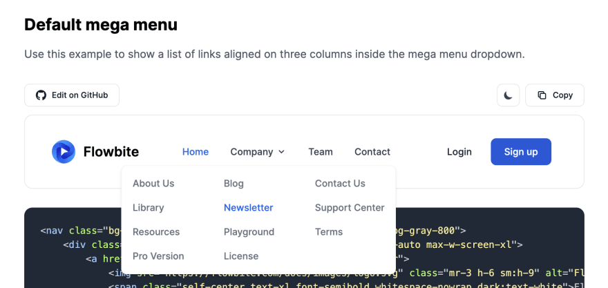How to build a mega menu with Tailwind CSS and Flowbite | by Szőgyényi Zoltán | Themesberg Blog ...