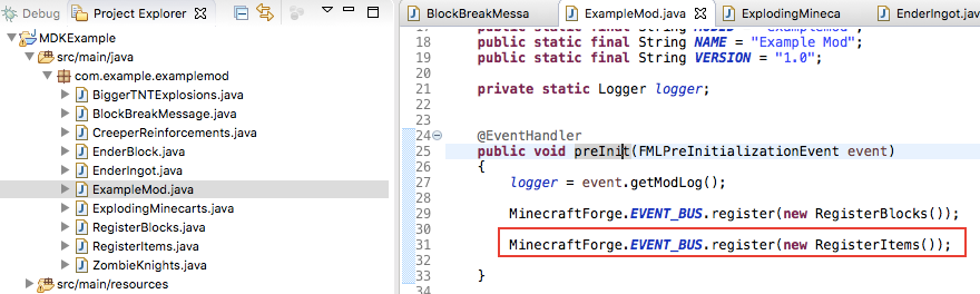 Minecraft 模組製作 (7) 新物品. 在 ExampleMod.java 中的 preInit() 加入新的… | by 謝志杰 ...
