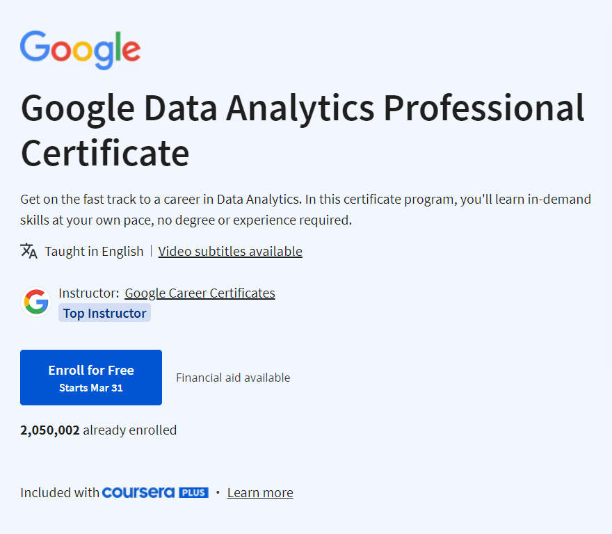 Google Advanced Data Analytics Professional Certificate - Python Coding - Medium