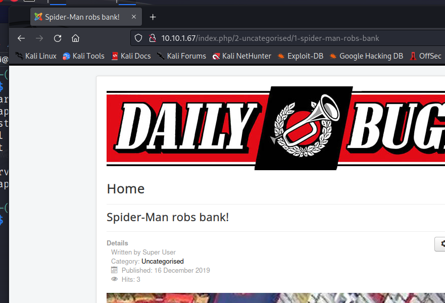 Daily Bugle. Compromise a Joomla CMS account via… | by YCZHU | Medium