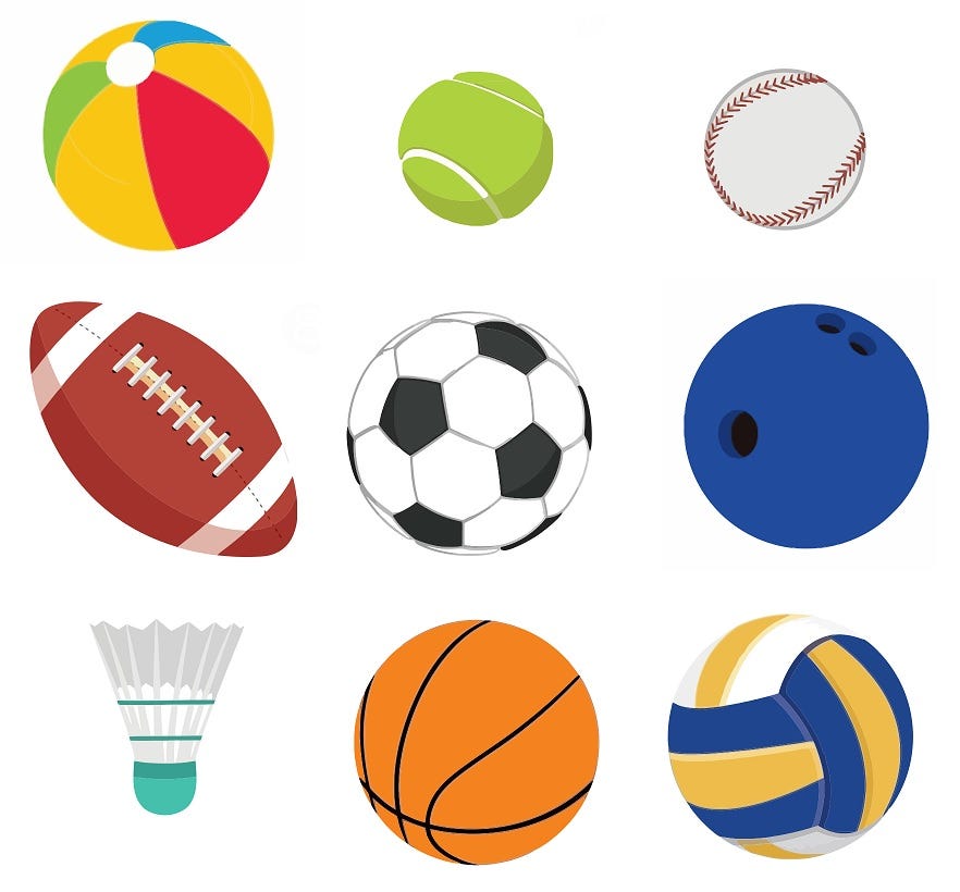 Sport Balls svg clip art drawing bundle image - Abananas - Medium