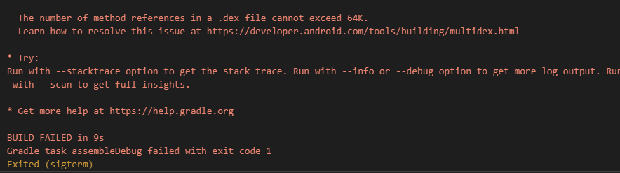 Flutter: Gradle task assembleDebug failed with exit code 1 | by Boris Gil | Medium
