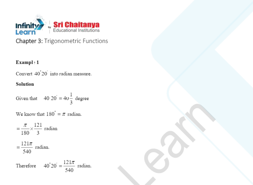 NCERT Solutions for Class 11 Maths Chapter 3: Trigonometric Functions ...