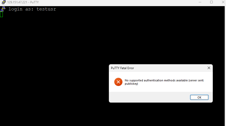 no supported authentication methods available - Hariharan - Medium