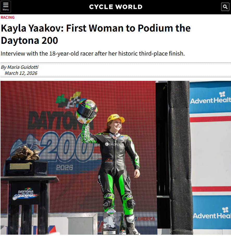 Daytona 200’s First Female Podium: Kayla Yaakov Rewrites 84 Years of ...