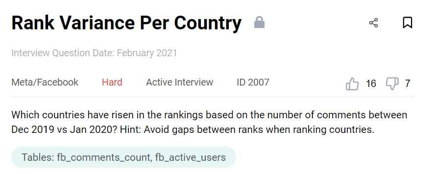 Facebook Interview Question -SQL. Öncelikle soruyu inceleyelim. Soruda ...