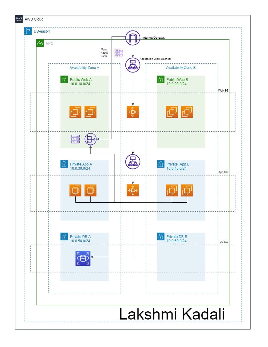 Highly Available 3 Tier Architecture Using Aws Console By Lakshmi