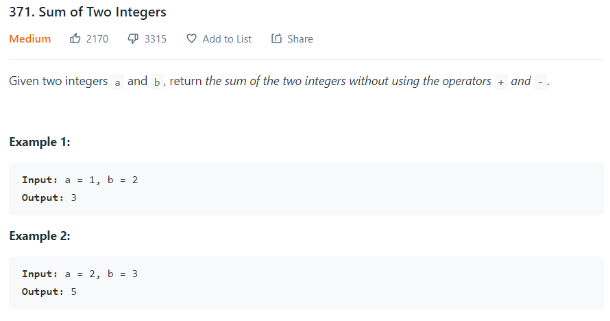[LeetCode刷題筆記]Sum of Two Integers#6 - Nono Ju - Medium