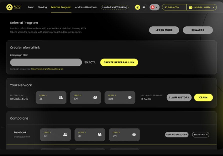 Acta Finance is the first DeFi ecosystem to offer a referral program | by Edson Silva | Medium