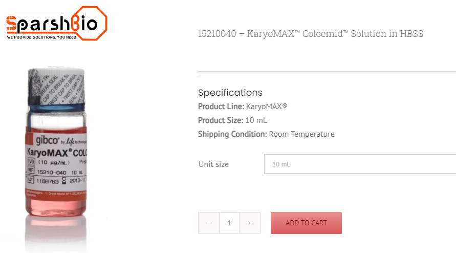 15210040 — KaryoMAX™ Colcemid™ Solution in HBSS - SparshBio - Medium