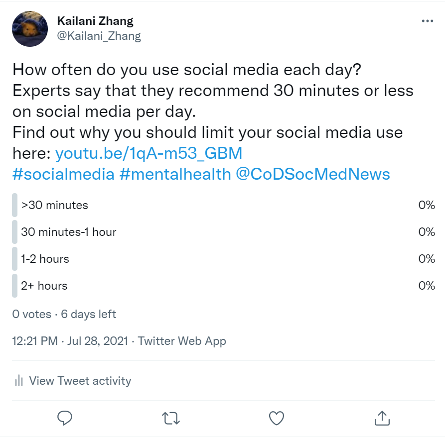 Twitter Poll on Social Media Use - Kailani Zhang - Medium
