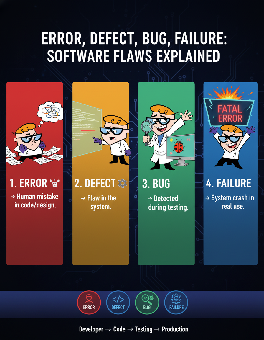 🧩 Understanding Error, Defect, Bug, and Failure in Software Engineering ...