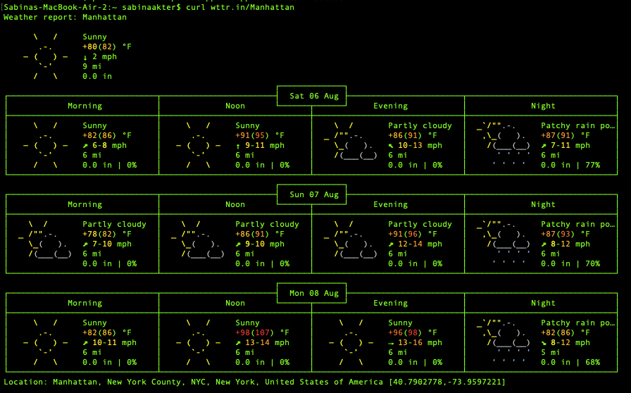 How to Check Weather in “Command Line Interface” | by Sabina Akter | Medium