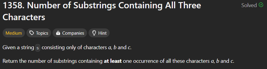 LeetCode 1358 (Number of substrings containing all three characters ...