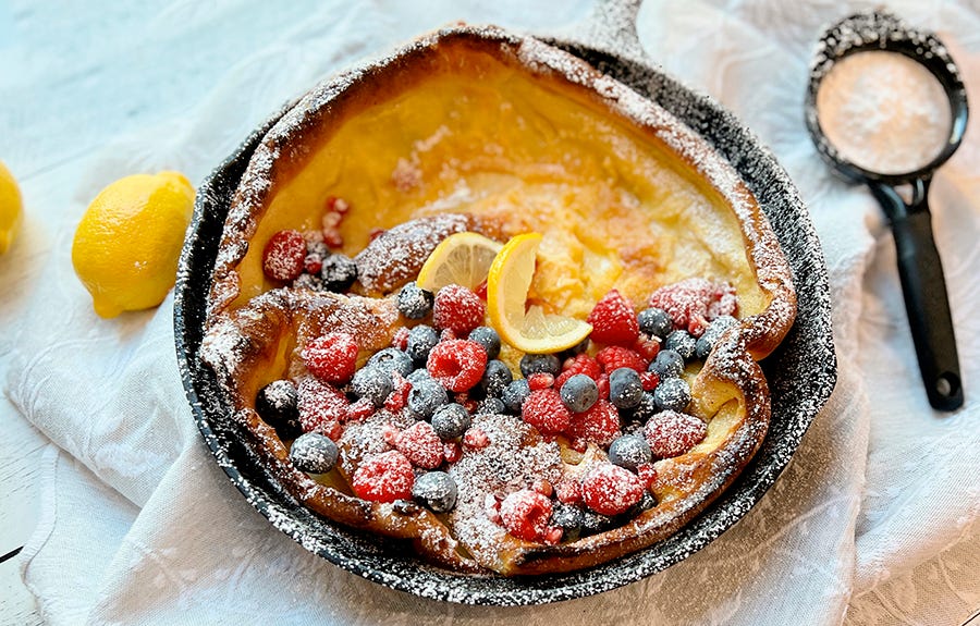 A Flavorful Dutch Baby. A combination of a popover and a crepe… | by ...