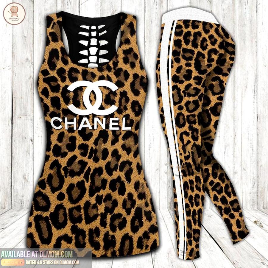 Chanel Leopard Tank Top Leggings Luxury Brand Clothing Clothes Outfit ...