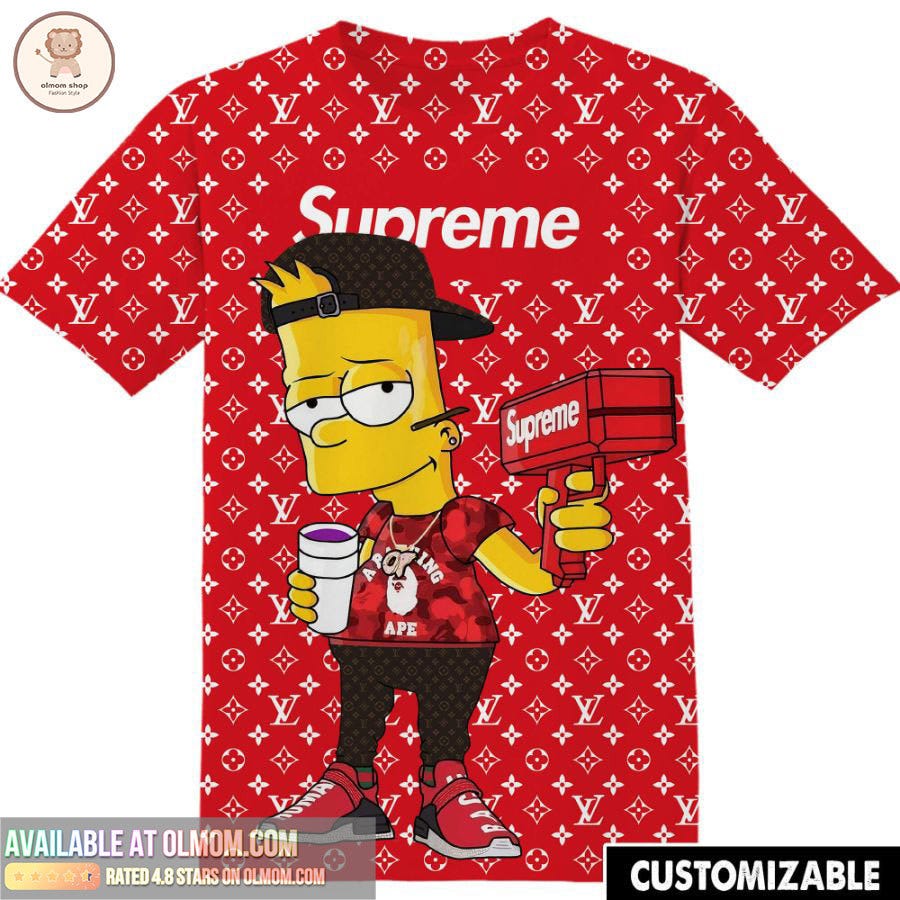 Gift For Cartoon Fan Bart Simpson Fan Yellow Red Sp Lv Adult And Kid ...