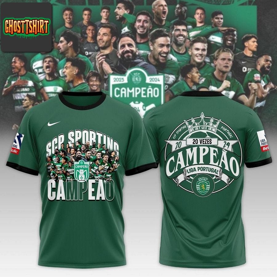 SCO Sporting Campeao 20 Vezes Liga Portugal Design 3D T-Shirt | by ...