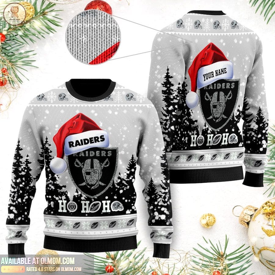 Las Vegas Raiders Symbol Wearing Santa Claus Hat Ho Ho Ho Custom ...