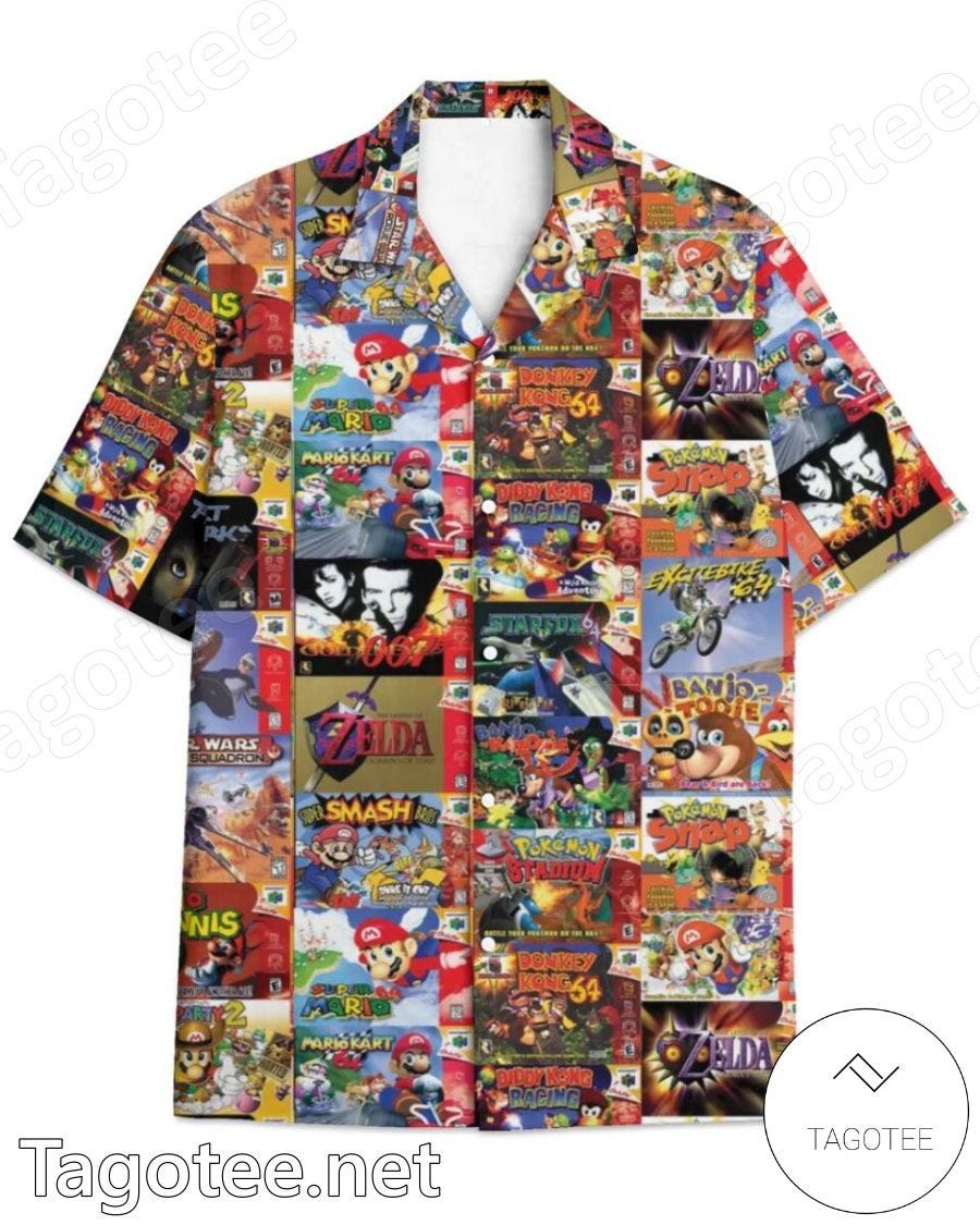 Take a Nostalgic Trip with Nintendo 64 Game Collage Hawaiian Shirt | by ...