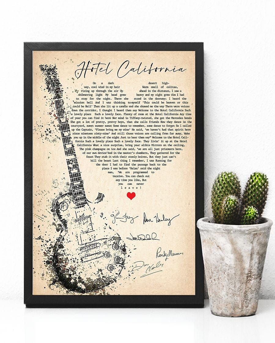 Eagles Hotel California Lyrics: A Poster to Capture the Essence of a ...