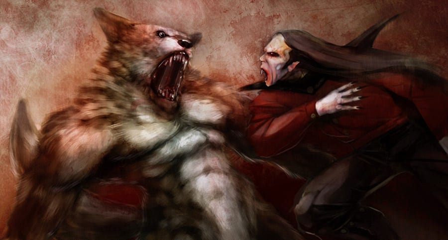 Werewolves And Vampires Fighting