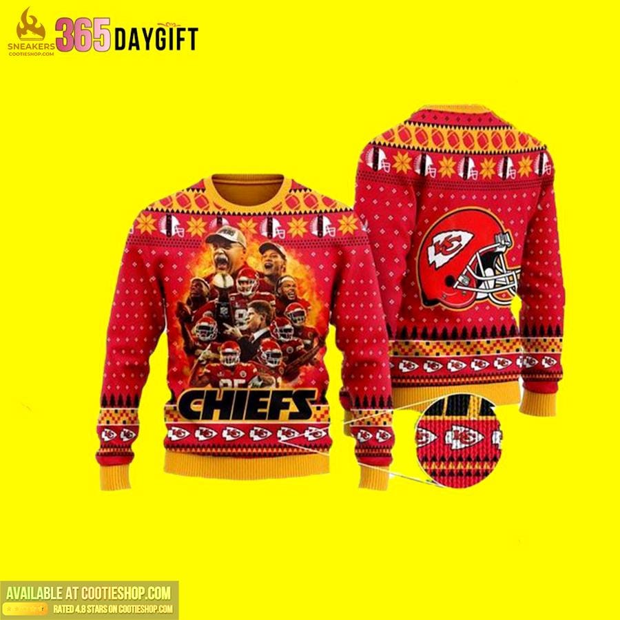 Legion Of Zoom Kansas City Chiefs All-Over Print Thicken Sweater Travis ...