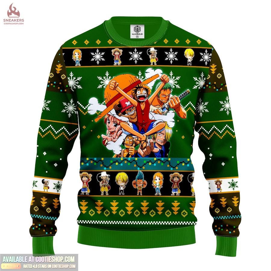 One Piece Anime Gifts, Straw Hat Team All-Over Print Thicken Sweater ...