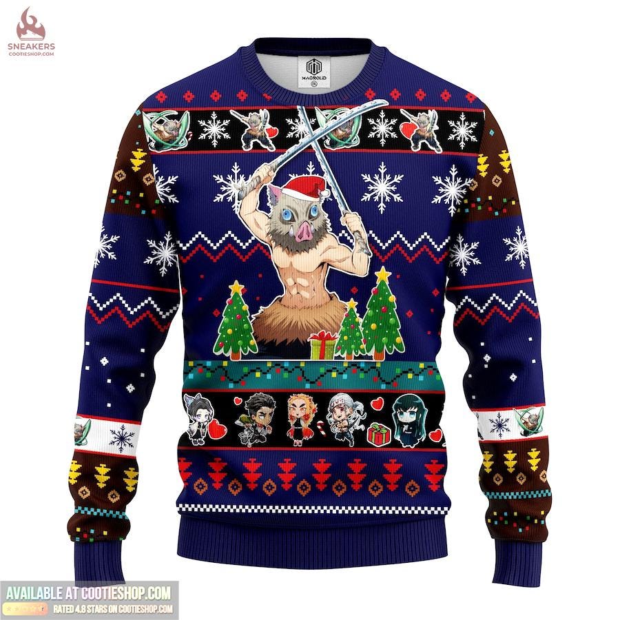 Inosuke Hashibira Demon Slayer Anime All-Over Print Thicken Sweater 244 ...