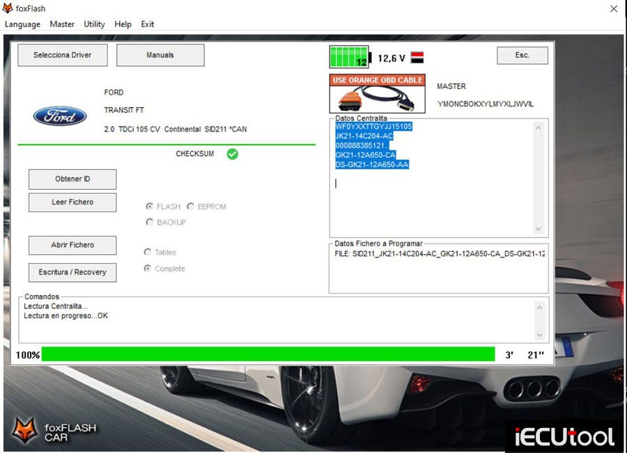 Foxflash Read and Write Ford SID211 via OBD - OBDtool - Medium