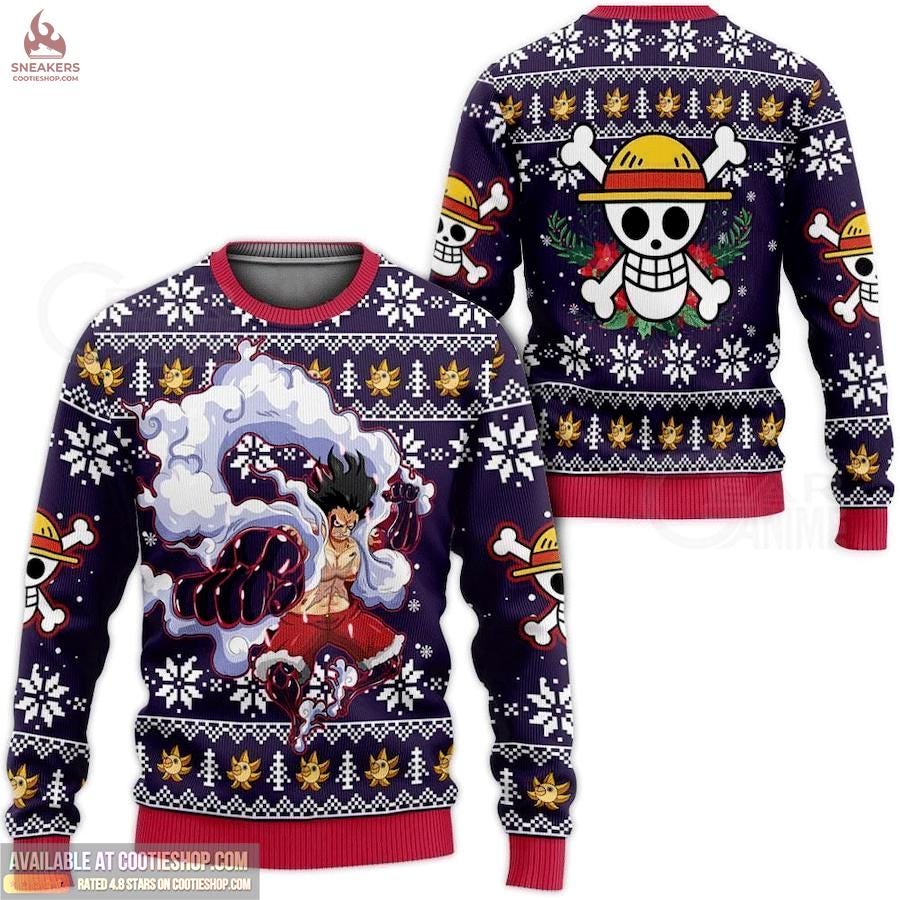 One Piece Anime Monkey D. Luffy 31 All-Over Print Thicken Sweater Gifts ...