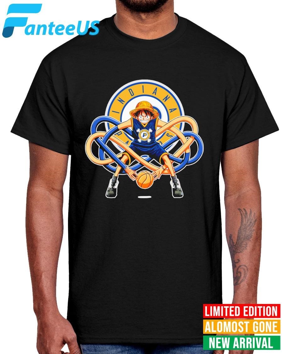 Monkey D. Luffy One Piece Indiana Pacers basketball logo shirt ...
